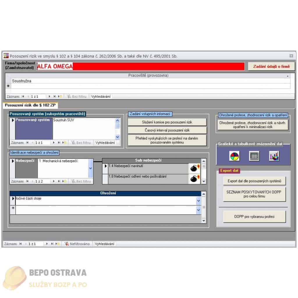 Software BOZP: MODUL Rizika 2011 OV | BEPO Ostrava